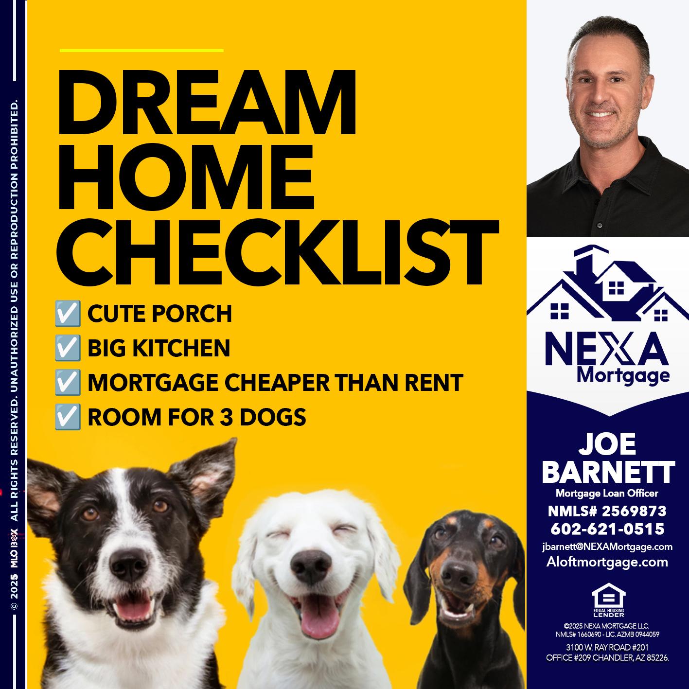 DREAM HOME CHEK LIST - Joe Barnett -Mortgage Loan Officer